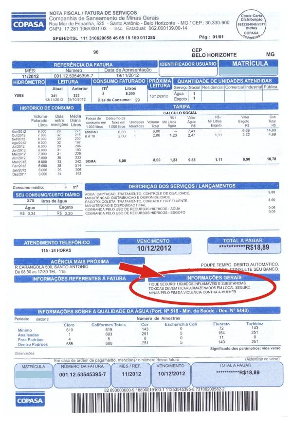 Copasa divulga em suas contas frases educativas do Programa Trabalho ...